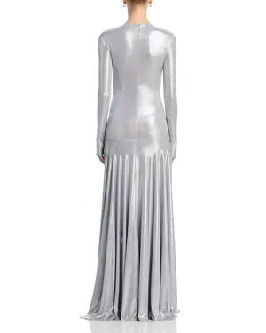 Norma Kamali Shirred Front Flared Gown