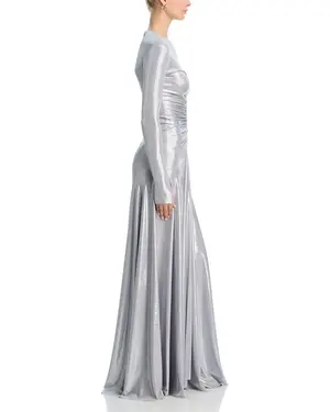 Norma Kamali Shirred Front Flared Gown
