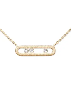 Messika 18k Yellow Move Classique Diamond Cisele Engraved Bar Necklace