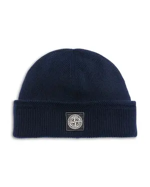 Stone Island Patch Beanie - Navy Blue