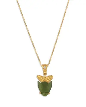 GURHAN 22k & 24k Yellow Gold Crown Lapis & Diamond Pendant Necklace