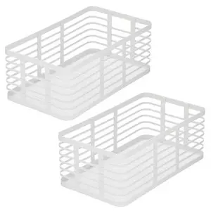 MDESIGN Metal Pantry Basket With Handlesset Of 2 - Matte White