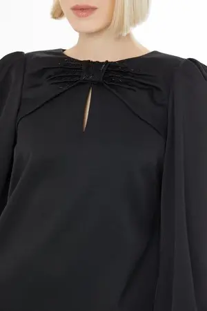 GIZIA Buttoned Maxi Dress With Shoulder Pads