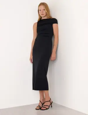 Whistles Jersey Crepe Asymmetric Dress - Black