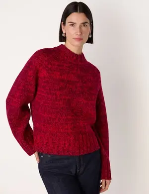Whistles Wool Fleck Knit Sweater - Red/multi