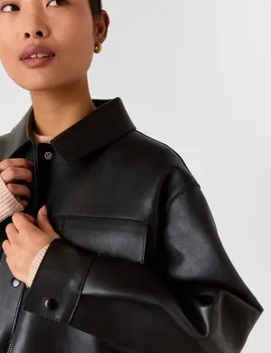 Whistles Bonded Leather Shirt Jacket
