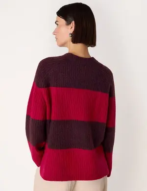 Whistles Wool Mix Wide Stripe Knit Sweater