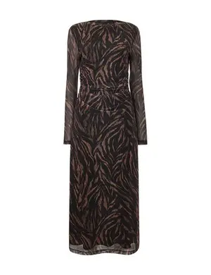 Whistles Abstract Zebra Mesh Long-sleeve Dress - Black/multi