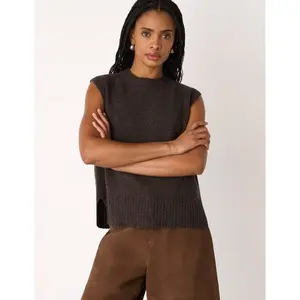 Whistles Wool Sleeveless Knit Vest - Brown