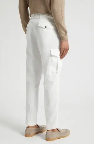 Eleventy Cotton-linen Cargo Pants