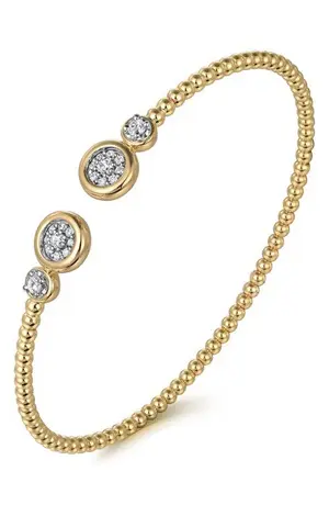 GABRIEL & CO. Diamond And 14k Gold Beaded Cuff Bracelet - Two Tone