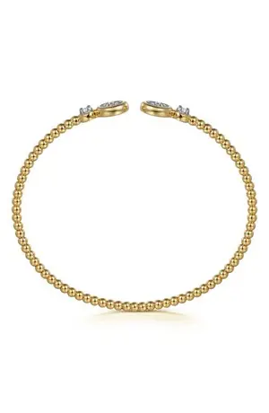 GABRIEL & CO. Diamond And 14k Gold Beaded Cuff Bracelet
