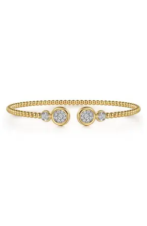 GABRIEL & CO. Beaded Diamond Cuff Bracelet In 14k Gold