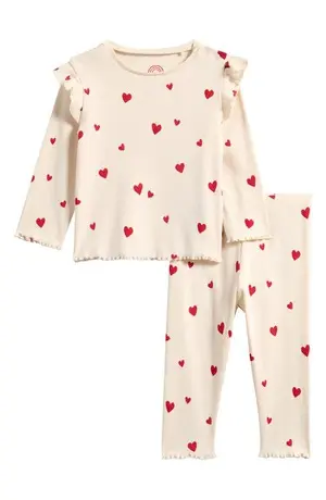 NEXT Ruffle Heart Rib Top & Pants Set