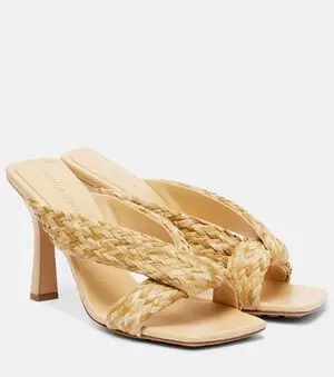 Bottega Veneta Riva Braided Raffia Mules - Beige