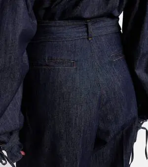 Dries Van Noten Pleated Denim Shorts - Blue