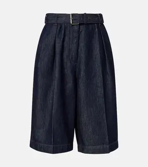 Dries Van Noten Pleated Denim Shorts - Blue