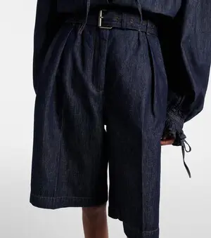 Dries Van Noten Pleated Denim Shorts - Blue