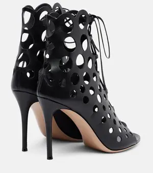 GIANVITO ROSSI Perforated Leather Lace-up Pumps