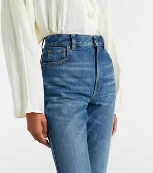 Chloé Leather-trimmed Capri Jeans