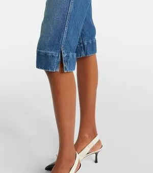 Chloé Leather-trimmed Capri Jeans
