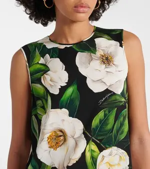 Dolce & Gabbana Floral Silk-blend Charmeuse Top - Multicoloured