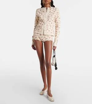 Magda Butrym Floral Wool, Silk, And Cashmere Shorts