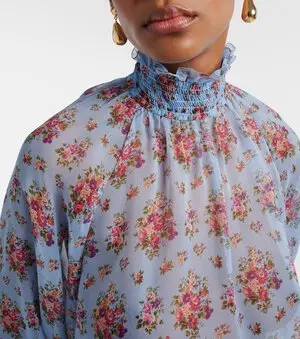 Dolce & Gabbana Floral Ruffled Silk And Cotton Blouse