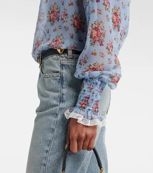 Dolce & Gabbana Floral Ruffled Silk And Cotton Blouse