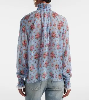 Dolce & Gabbana Floral Ruffled Silk And Cotton Blouse