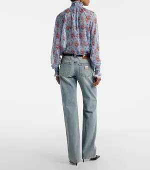 Dolce & Gabbana Leather-trimmed Straight Leg Jeans