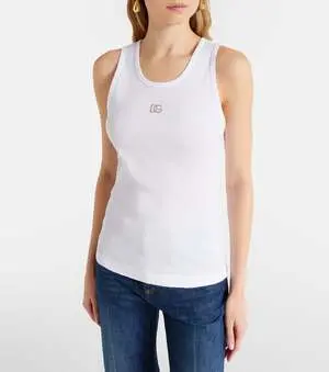 Dolce & Gabbana Dg Embellished Ribbed-knit Tank Top