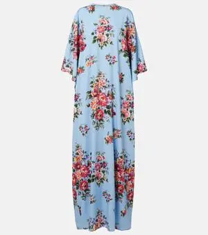 Dolce & Gabbana Floral Silk-blend Kaftan - Blue