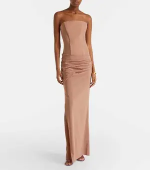 Alex Perry Semi-sheer Strapless Gown