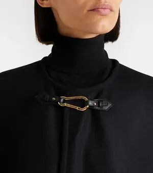 NILI LOTAN Arianna Leather-trimmed Wool-blend Cape
