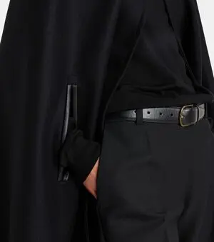NILI LOTAN Arianna Leather-trimmed Wool-blend Cape