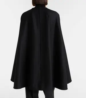 NILI LOTAN Arianna Leather-trimmed Wool-blend Cape
