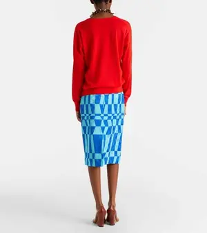 Dries Van Noten Printed Pencil Skirt - Blue