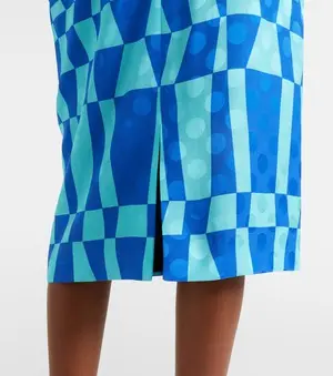 Dries Van Noten Printed Pencil Skirt - Blue