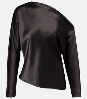 THE SEI One-shoulder Silk Satin Top