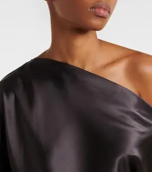 THE SEI One-shoulder Silk Satin Top