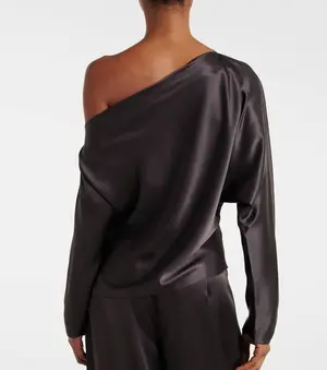 THE SEI One-shoulder Silk Satin Top