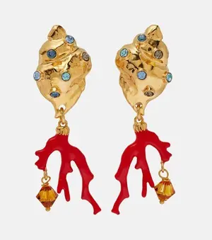 Oscar De La Renta Crystal-embellished Clip-on Earrings - Gold