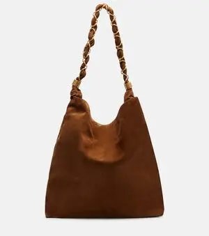 Saint Laurent Amalia Cassandre Suede Shoulder Bag - Brown