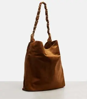 Saint Laurent Amalia Cassandre Suede Shoulder Bag