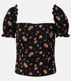 Dolce & Gabbana Floral Silk-blend Charmeuse Top