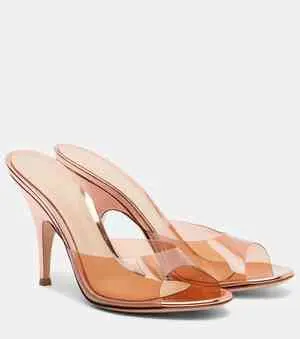 GIANVITO ROSSI Sofia Leather-trimmed Pvc Mules - Brown