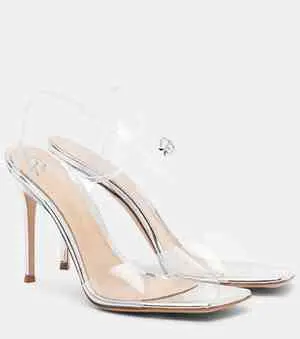 GIANVITO ROSSI Cher Leather-trimmed Pvc Slingback Sandals - Transparent