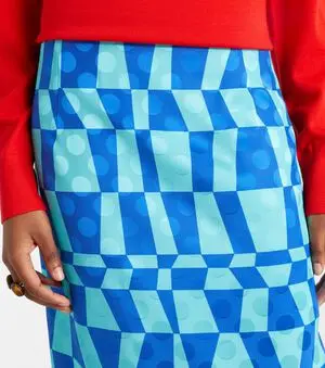 Dries Van Noten Printed Pencil Skirt - Blue