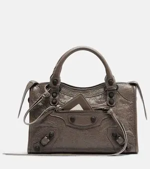 Balenciaga Le City Mini Leather Top-handle Bag - Grey